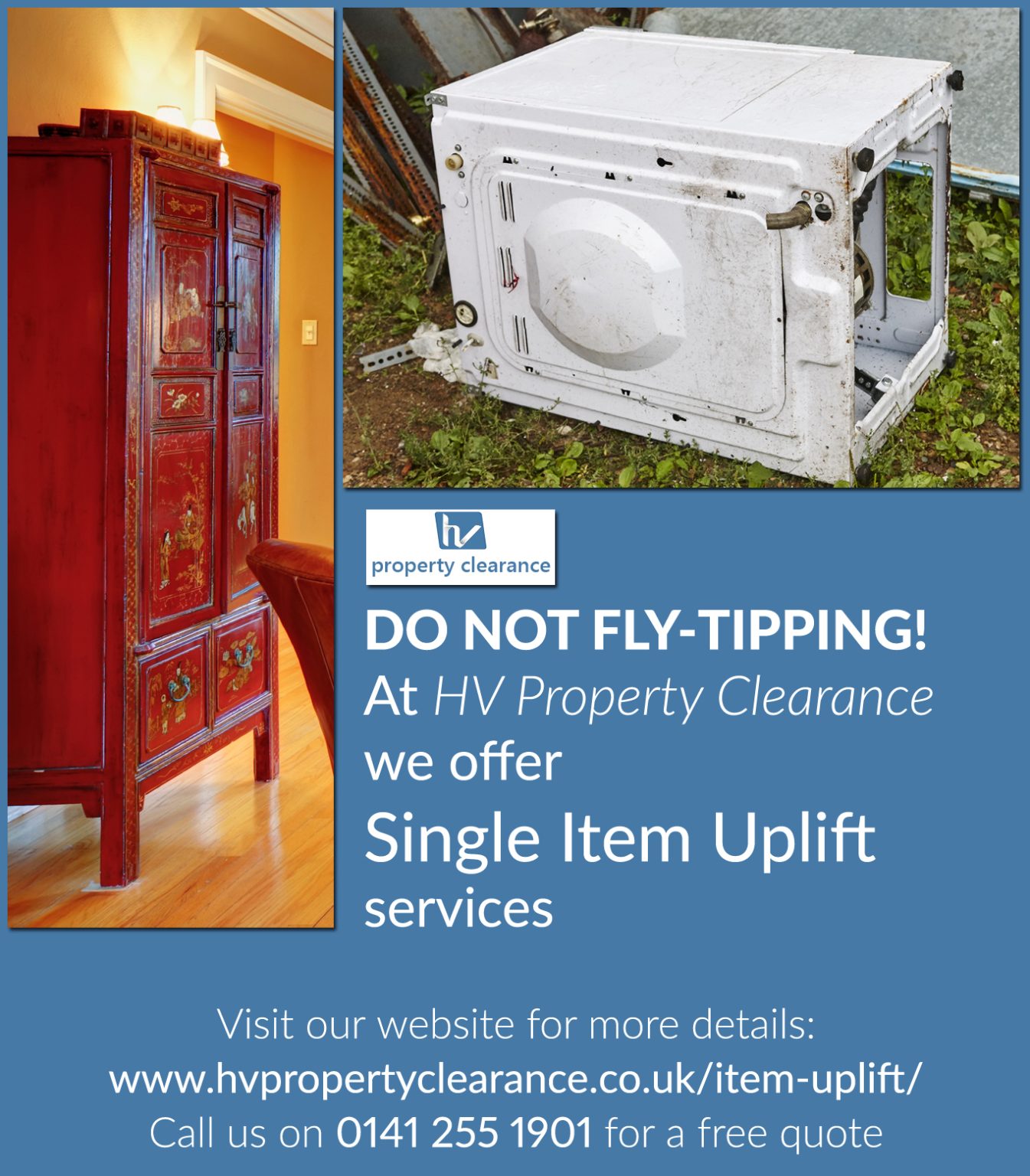 Single Item uplift with HV Property Clearance - Paisley Renfrewshire